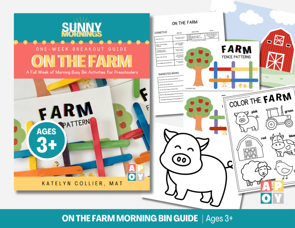 On the Farm Summer Morning Bins Guide – Ages 3+ – A Pop of You