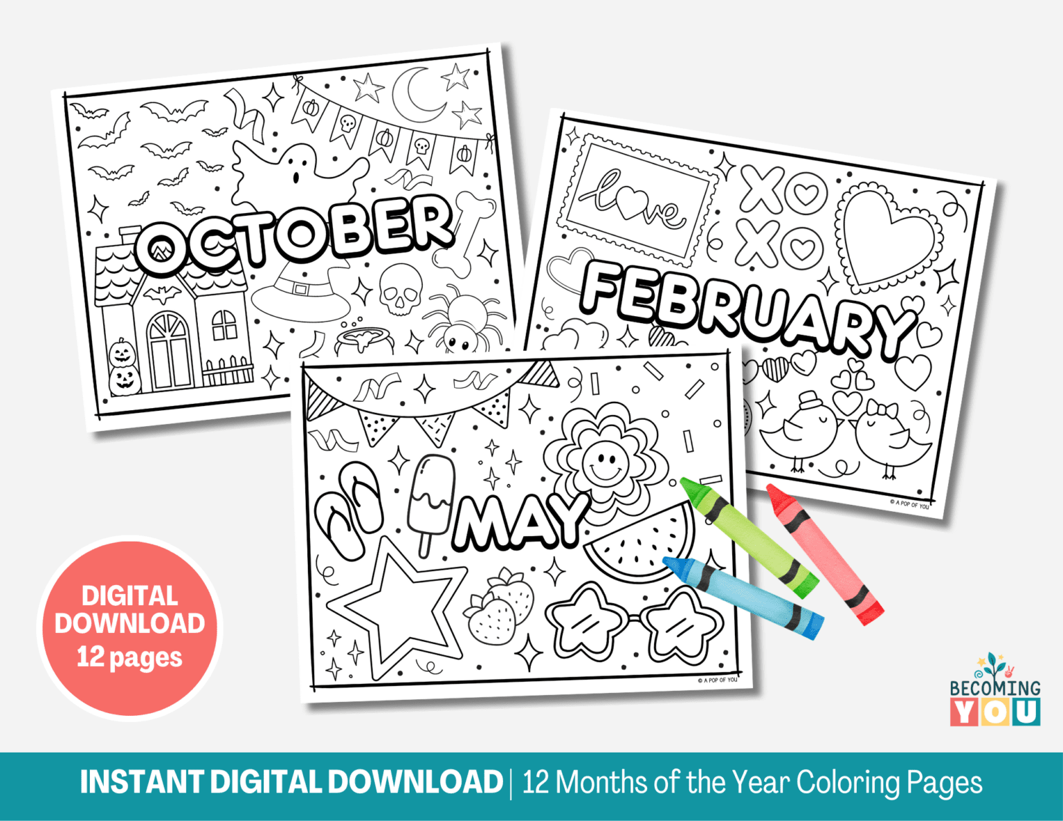 12 Months of the Year Coloring Pages | A Pop of You