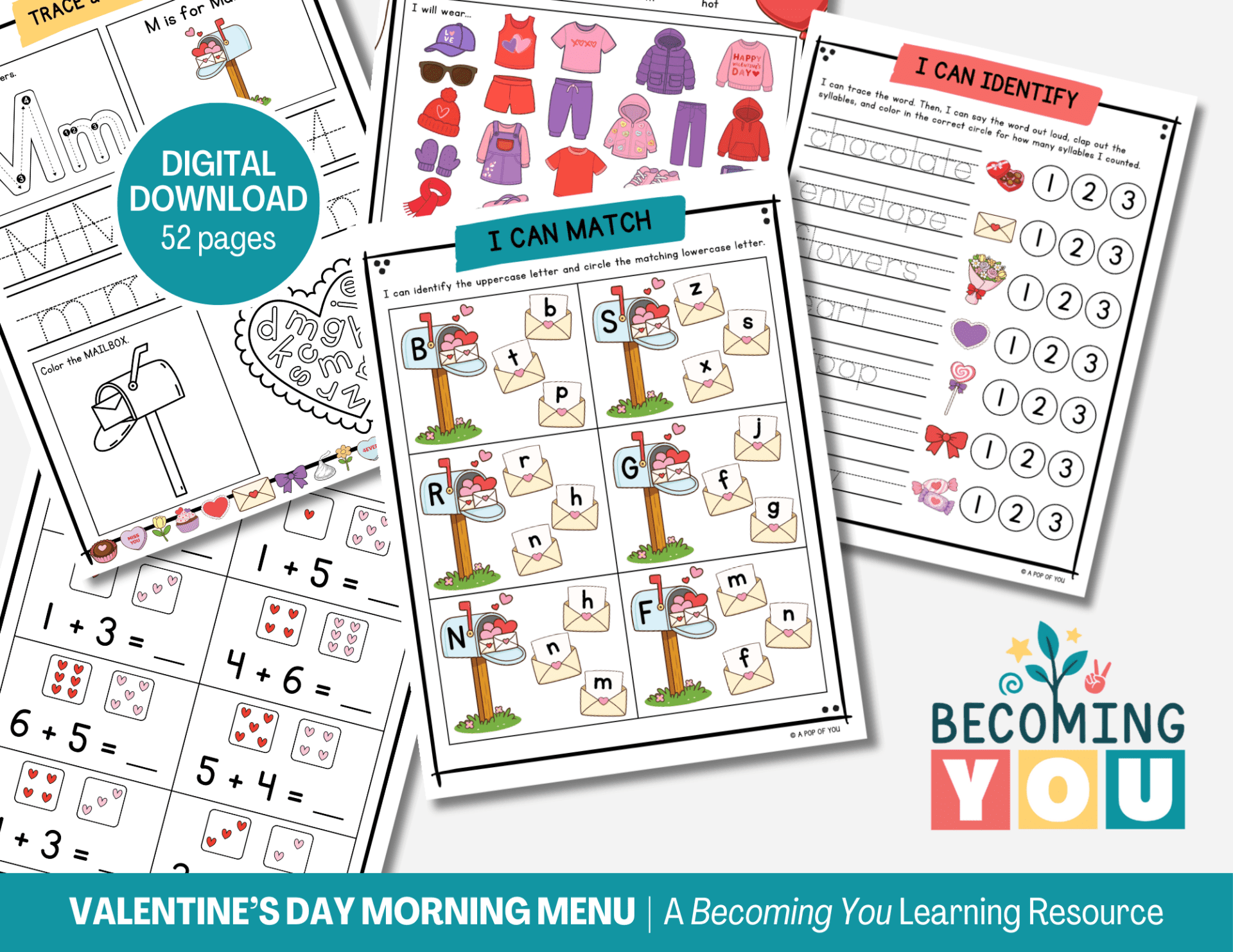 Valentine's Day Morning Menu Expansion Pack | A Becoming You Learning ...