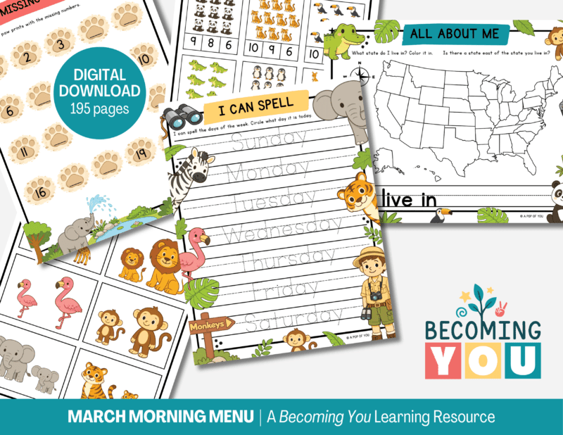 March Morning Menu | A Becoming You Learning Resource