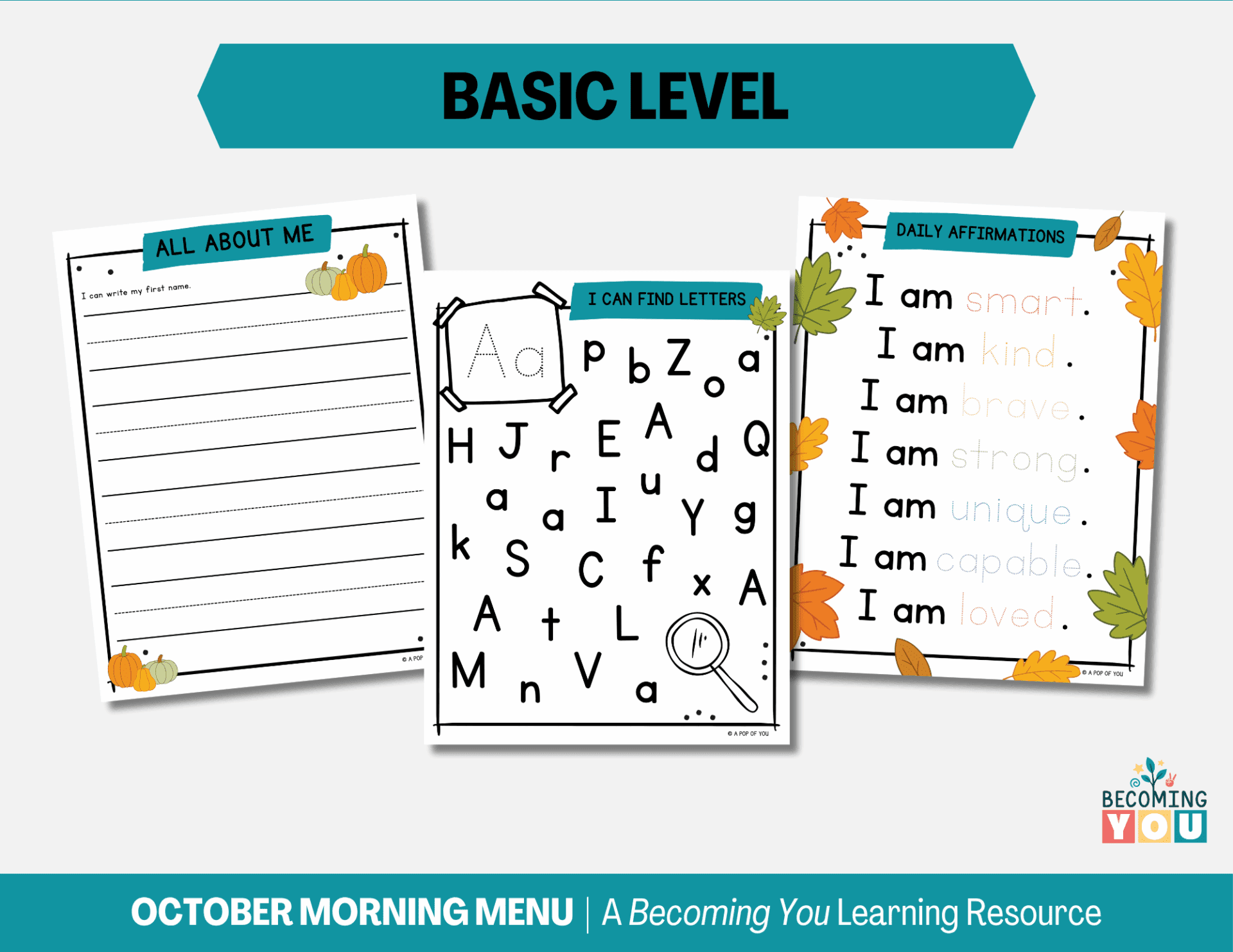 October Morning Menu | A Becoming You Learning Resource