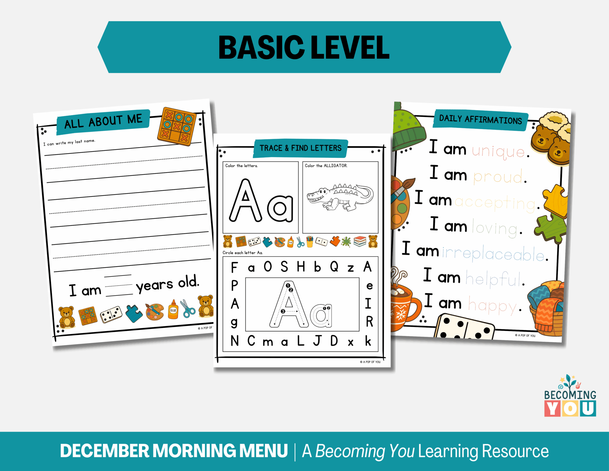 December Morning Menu | A Becoming You Learning Resource