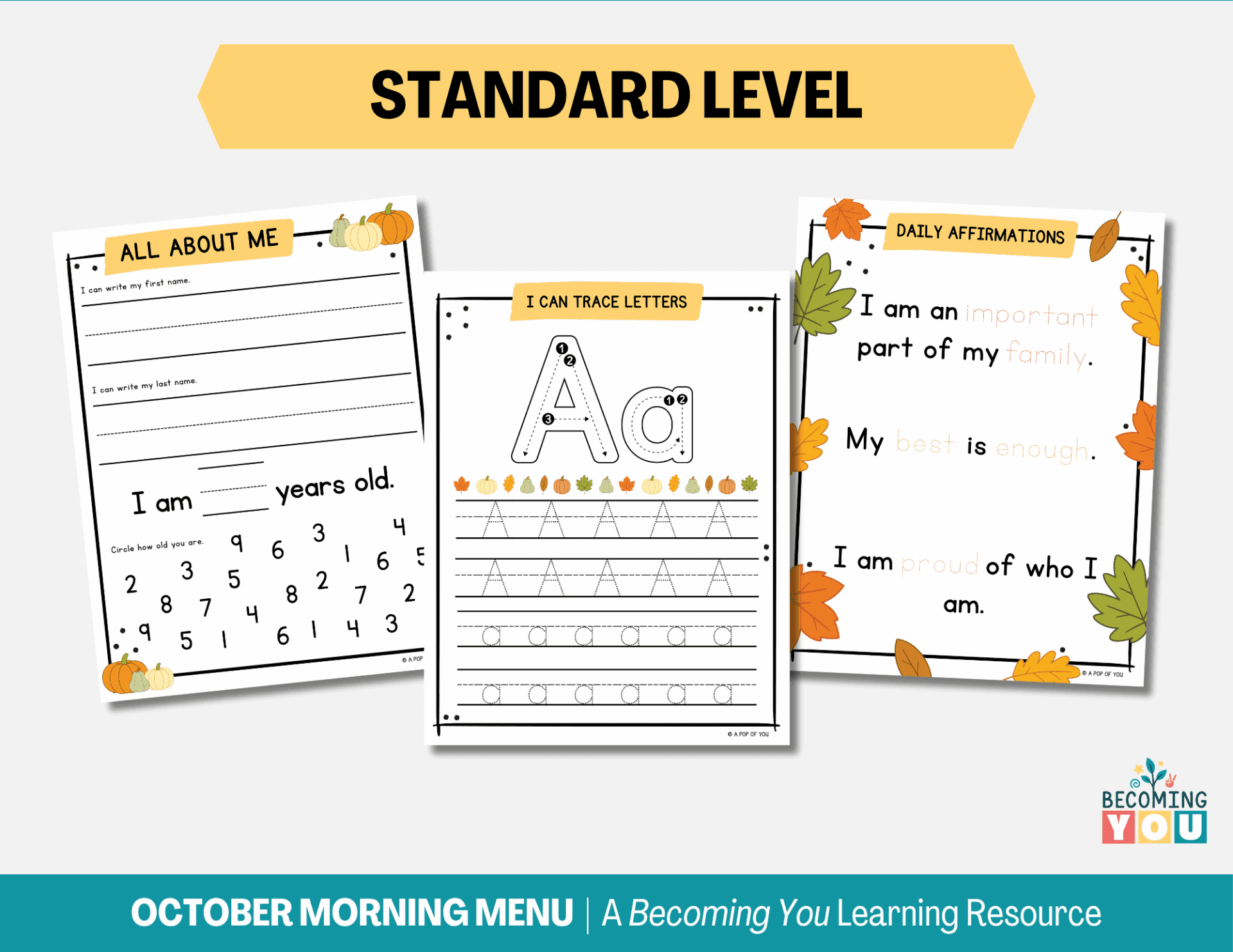 October Morning Menu | A Becoming You Learning Resource