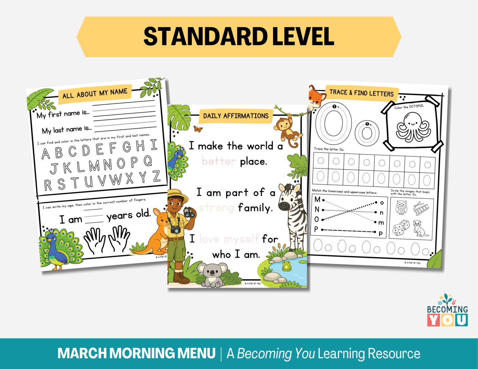 March Morning Menu | A Becoming You Learning Resource