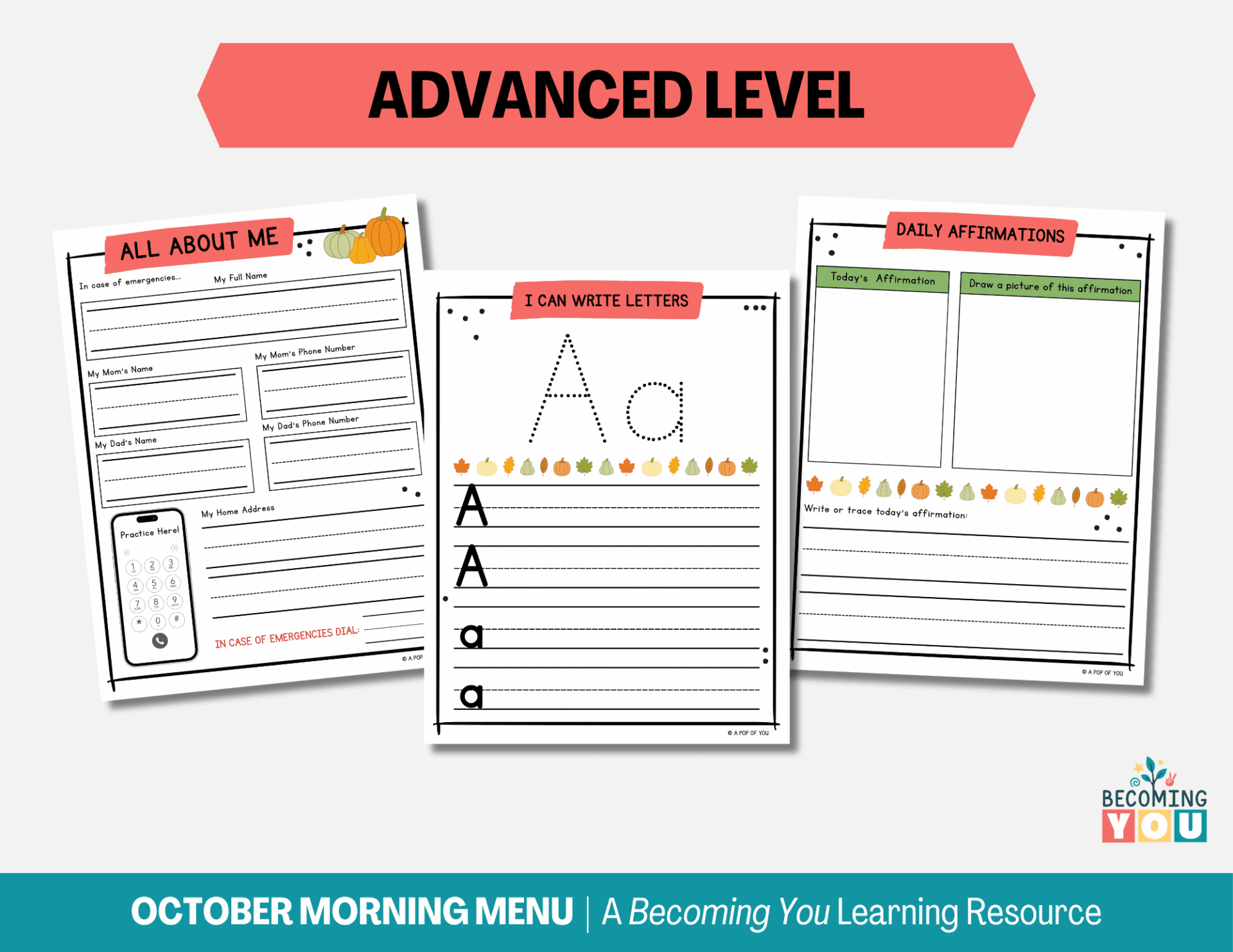 October Morning Menu | A Becoming You Learning Resource